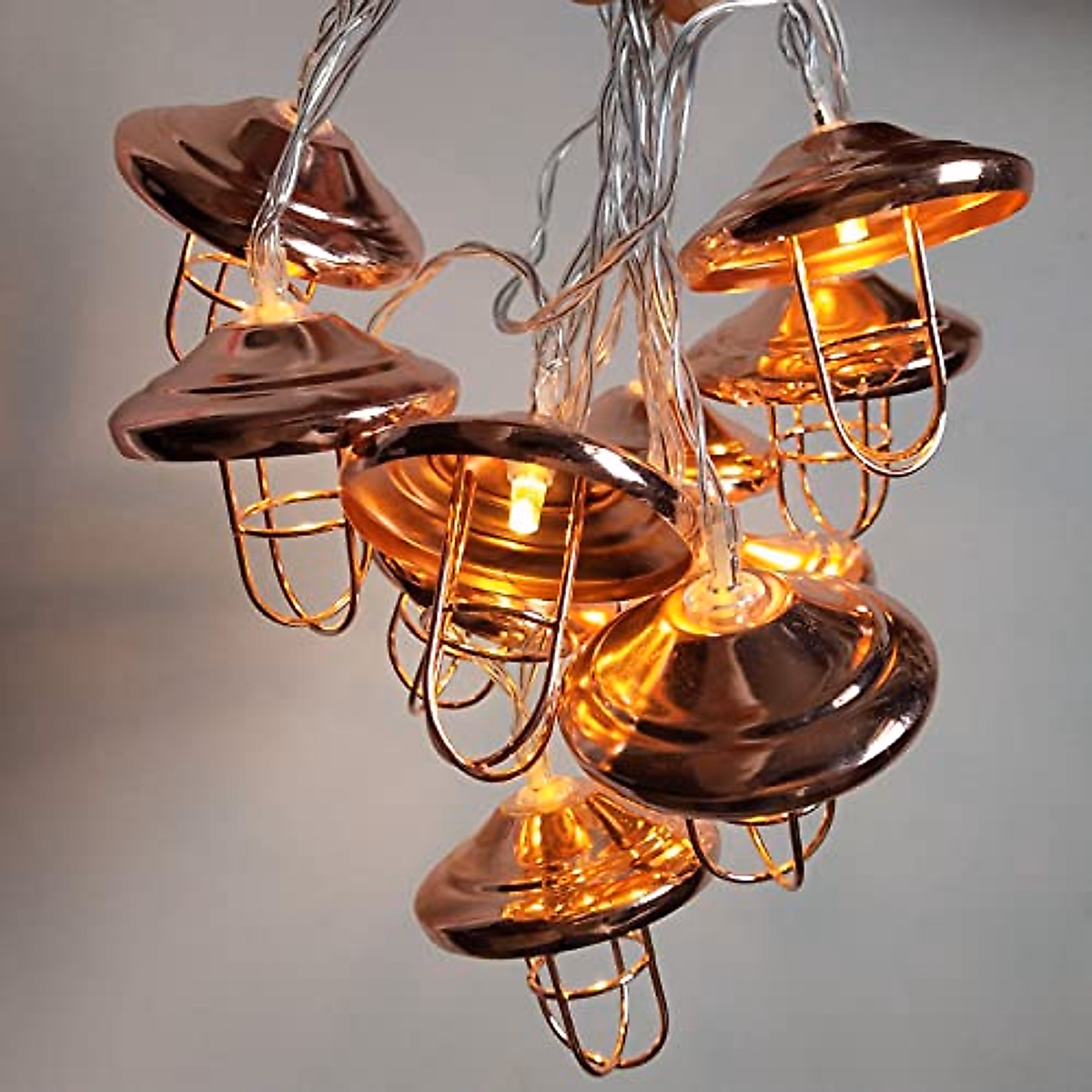 Fairy Lights 9.84Ft 20LED Lampshade Industrial Style Rose Gold Geometric String Lights for Bedroom, Christmas, Parties, Wedding, Centerpiece, Decoration