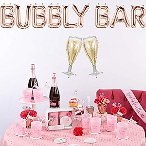 Bubbly Bar Balloons Rose Gold Mimosa Bar Party Banner Bride To Be/We are Engaged/Bridal Shower/Just Married/Bachelorette/Wedding/Champagne Brunch Themed Happy Anniversary Party Supplies Decorations