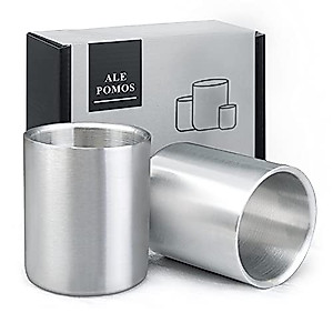 ale pomos Whiskey Glass Set of 2 Stainless Steel, Bourbon Glasses,Double Walled Whiskey Tumbler,Unbreakable 10oz Old Fashioned Glass, Whiskey Gifts for Men or Whiskey Lover…