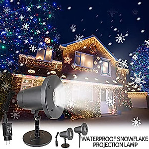 Kadlawus Christmas Projector Light Snow Projection Light LED Snow Show Projector Outdoor, Snowfall Show Lights Waterproof Christmas Decoration Lighting