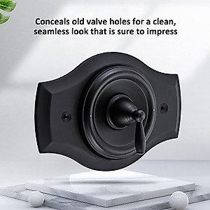 Renovation Shower Cover Plate for 2-Handle or 3-Handle to 1-Handle Shower Updates, Matte Black