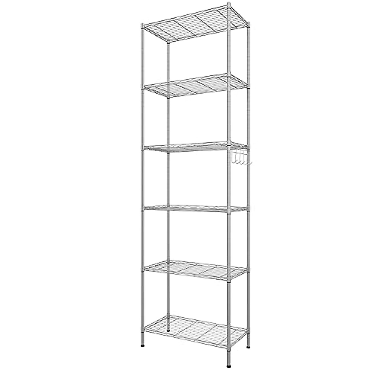 Himimi 6-Tier Wire Shelving Unit, Free Standing Shelf, Metal Storage Shelves, Heavy Duty Organizer Rack for Garage, Kitchen, Living Room, Bathroom, 21.26L x 11.42W x 62.99H, Silver