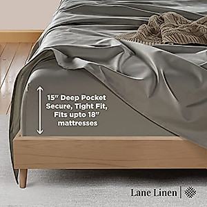 100% Cotton King Sheets - 600 Thread Count 4 Pc King Sheets Sets, Long Staple Combed Cotton Bed Sheets King, Luxury Sateen Sheets, King size sheets with deep pockets fits upto 17" - Charcoal