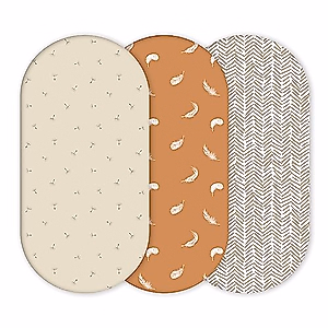 Yunioo 3-Pack Fitted Bassinet Sheets for Changing pad, Baby Changing Basket, Moses Basket, Cradle, Crib and co-Sleeper. 100% Cotton Jersey to fit Oval, Rectangle and Hourglass Mattress Pads.