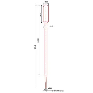 Globe Scientific 139050B Transfer Pipettes, 300mm Extra Long, 23.0mL Capacity, Pack of 100