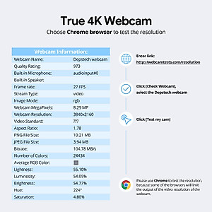 4K Webcam, DEPSTECH DW49 HD 8MP Sony Sensor Autofocus Webcam with Microphone, Privacy Cover and Tripod, Plug Play USB Computer Web Camera for Pro Streaming/Online Teaching/Video Calling/Zoom/Skype