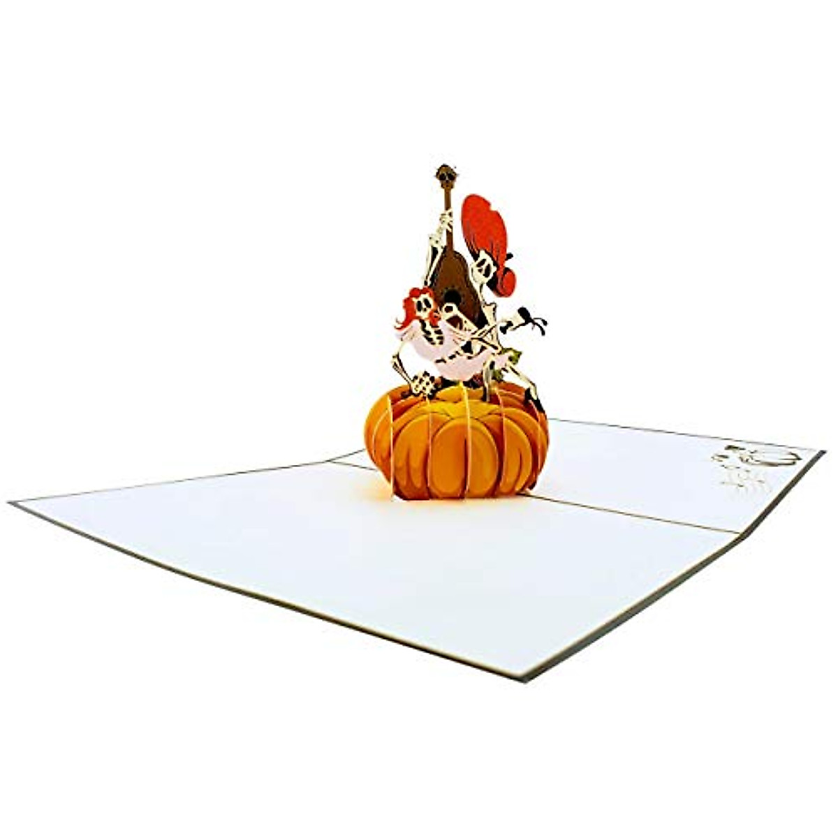 iGifts And Cards Skeleton Couple Singing Pop Up Greeting Card, Day of the Dead, Scary Halloween Fun, Happy Skull Birthday, Spooky Valentine's Day Card, Large Pumpkin, Awesome Unique Bday Celebration