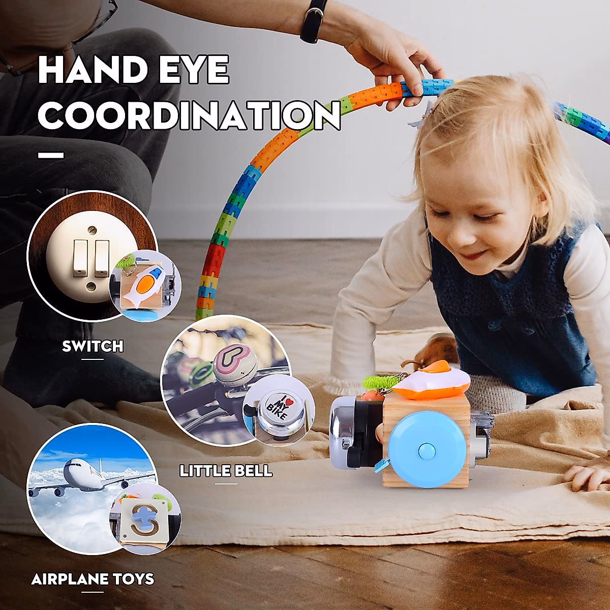 Toddler Travel Toys - Busy Cube for Toddler Travel Toys for Toddlers 1 2 3 Years Old Autism Sensory Toys Busy Activity Board Educational Learning Toys, Fidget Cube for Kids, 7 in 1 Activity Cube Set