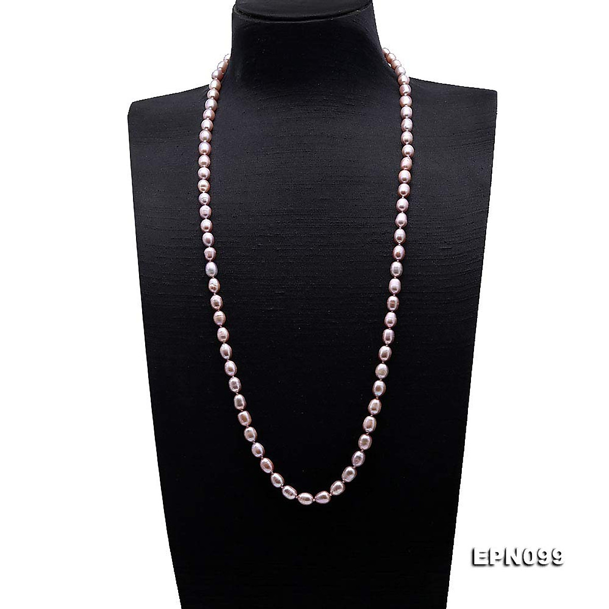 JYX Long Strand Pearl Necklace 7-8mm Oval Freshwater Pearl Sweater Necklace Opera Length 32" (Lavender) (Lavender)