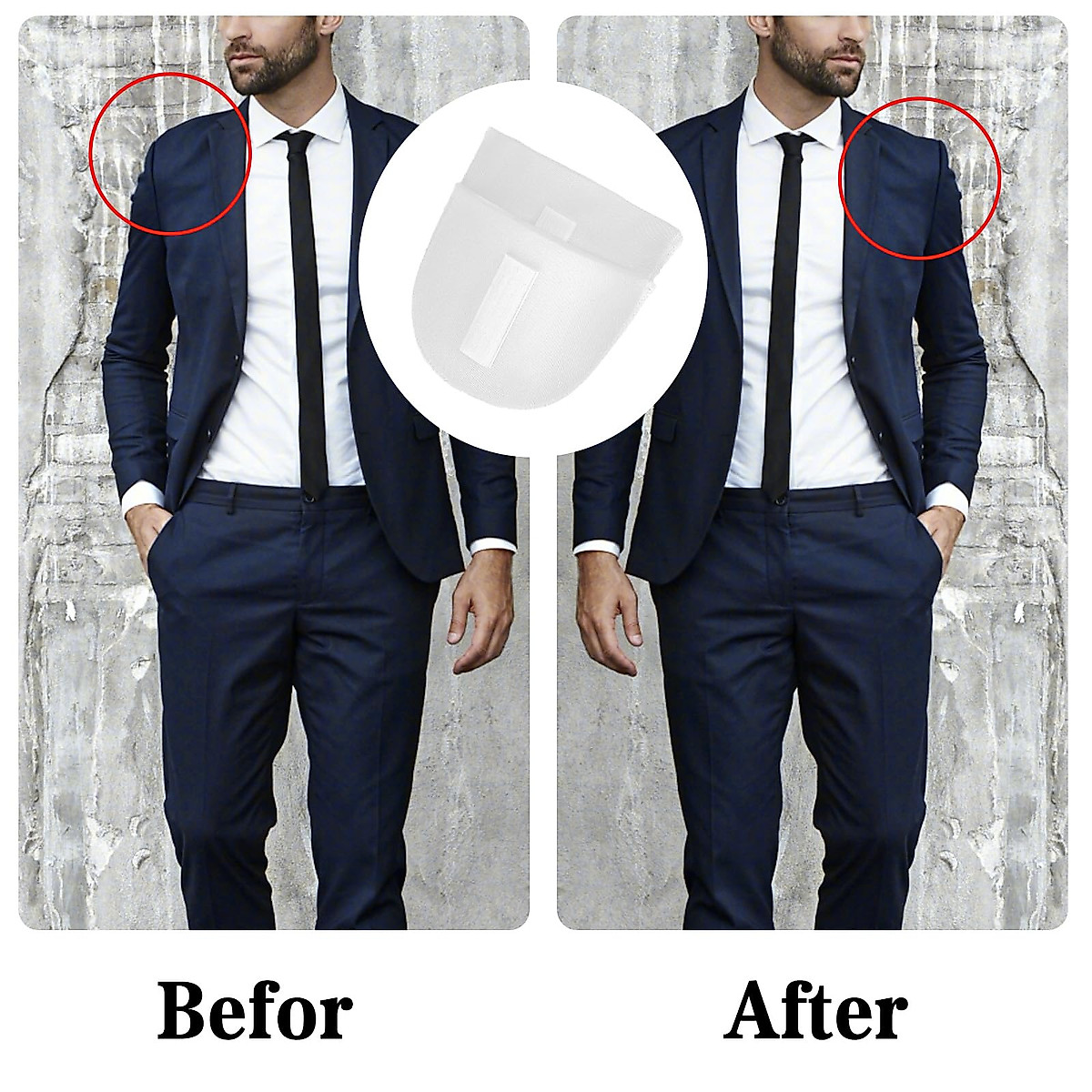 WLLHYF 2 Pairs Set-in Shoulder Pads Thickness 1.5cm Breathable Sponge Pads Shoulder Enhancer Sewing Supplies for Women Men Sloping High Low Shoulders Blazer Suit T-Shirt (Black+White)