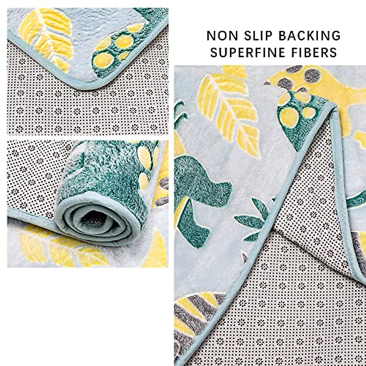 Various Dinosaur & Leaf Pattern2 Glow in The Dark Area Rug Area Rug for Living Room Bedroom Playing Room Size 5'x6'