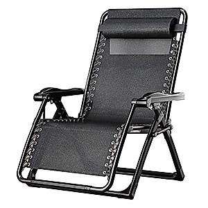 ABaippj Zero Gravity Chair Folding Bed Chair Single, Black Zero Gravity Recliner Patio Reclining can Lay Flat Beach Camping Lounge Chair Sun Lounger