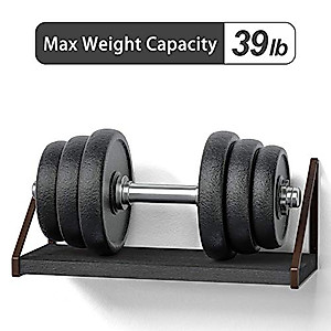 Love-KANKEI Floating Shelves Rustic Shelves Wall Mounted Set of 3 Wall Storage Shelves for Living Room, Bedroom, Kitchen Black/Brown Brackets