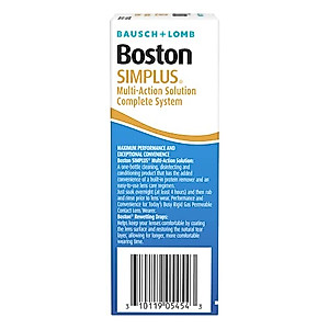 Contact Lens Solution Kit by Boston Simplus, for Gas Permeable Contact Lenses, 3.5 Fl Oz Multi-Action Solution, 0.17 Fl Oz Rewetting Drops, Lens Case Included