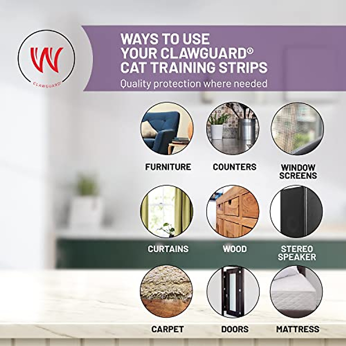 CLAWGUARD Cat Repellant Tape 20 Pre-Cut Strips - Cat Scratch Furniture Protector - Cat Deterrent Tape - Cat Anti Scratch Shields - Cat Scratch Sofa Protection - Sofa Drapes Screens and More