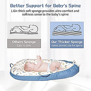 Baby Lounger Nest 100% Cotton Breathable Sleeping Bed Cover for Newborn Co Sleeping Nest Bed Cover Portable Infant Floor Seat Machine Washable, Strong Zipper, Adjustable Size