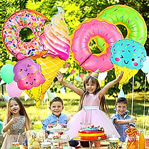 Ice Cream Balloons, 12 PCS Huge 30 Inch Candy Balloons, Ice Cream Party Decorations, Mylar Donut Balloons for Ice Cream Decorations, Donut Balloon for Donut Party Themed Party Supplies