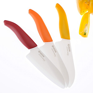 Kyocera FK-3PC-WHOR 3Piece Advanced ceramic Revolution Series Knife Set, Blade Sizes: 5.5", 4.5", 3", Orange