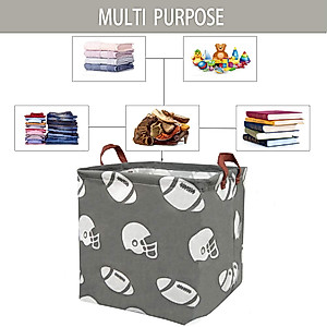 BOOHIT Square Storage Box Basket,Canvas Fabric Toy Collapsible Storage Organizer Bin,PE Waterproof Storage Box,Laundry Basket for Kid Rooms,Playroom,Shelves,Toy Basket,Gift Basket (Rugby)