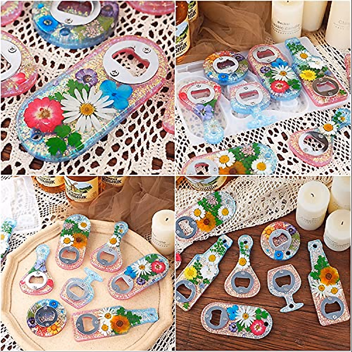 JINGTONG 25 Set DIY Bottle Opener Insert Kits, Rustproof Inserts + 50 Screws Screwdriver Metal Beer Hardware Parts Accessories for Resin Mold (Silver 25)