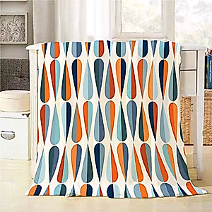 Mugod Drop Shapes Throw Blanket Mid-Century Modern Style Drop Shapes in Tones Decorative Soft Warm Cozy Flannel Plush Throws Blankets for Baby Toddler Dog Cat 30 X 40 Inch