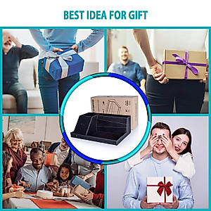 Valet Tray, Built in Wireless Charging Pad, Nightstand Organizer, Dresser Organizer, Mens Jewelry Box, Valet Charging Station, Faux Leather Valet Tray for Men and Women (Black+Wireless)