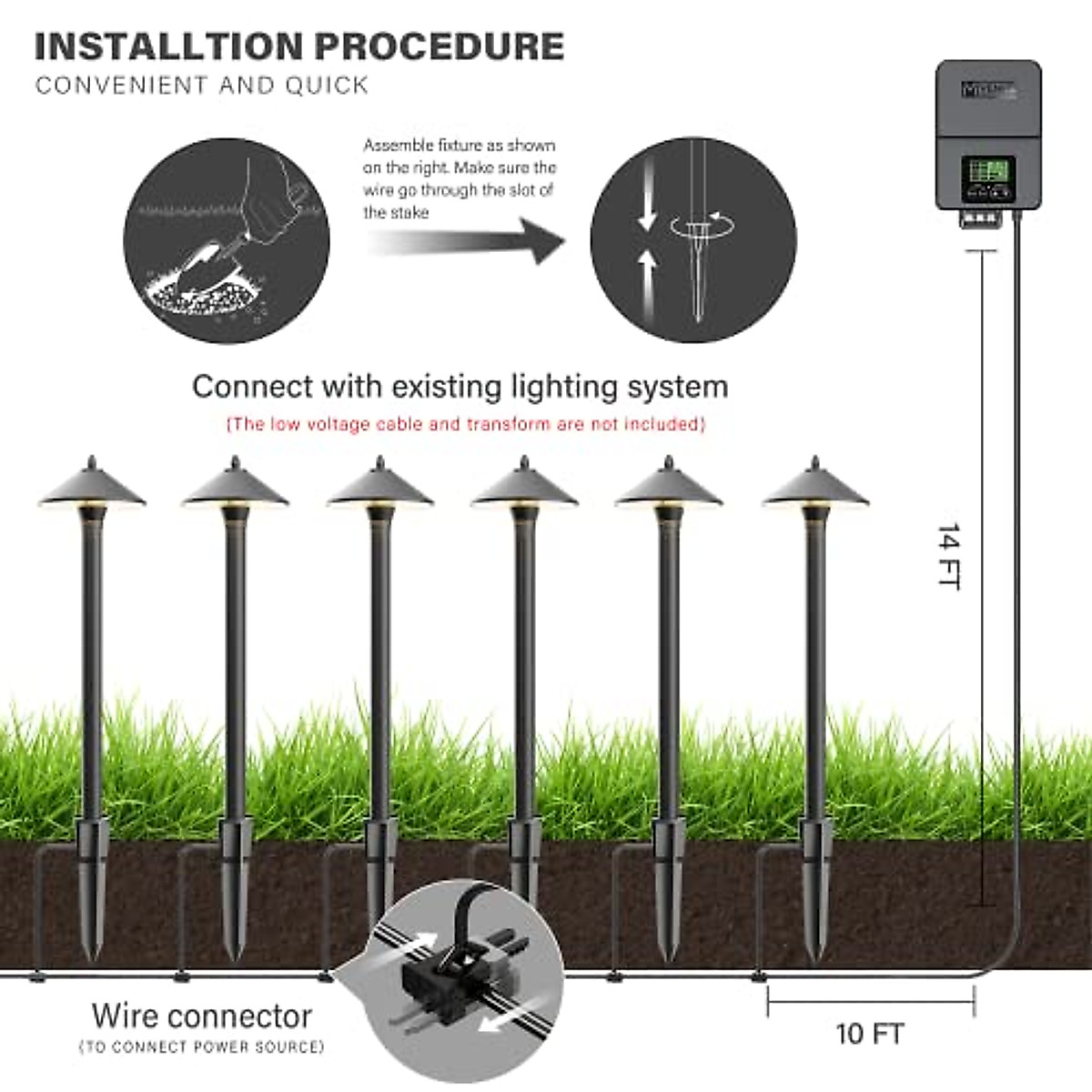 VENUS MANUFACTURING Low Voltage LED Pathway Lights 1.2W Outdoor Landscape Lighting 6 Pack 40 Lumen Landscape Path Lights 2700K for Lawn Patio Yard Walkway Driveway Pathway Garden