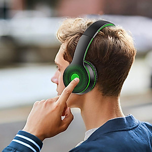 IFECCO Wireless Bluetooth Headphones Over Ear with Build-in Microphone and 3.5mm Cable for Wired Headset Mode with Comfortable Soft Earpads Long Battery Life HD Stereo Sound (Green)