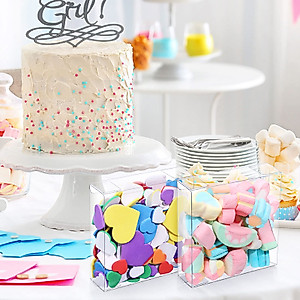 100 Pack Clear Boxes for Favors Plastic Clear Gift Box Transparent Clear Treat Boxes Candy Boxes Clear Cookie Boxes for Wedding Party Baby Shower Birthday Halloween Christmas (4 x 4 x 1.2 Inch)