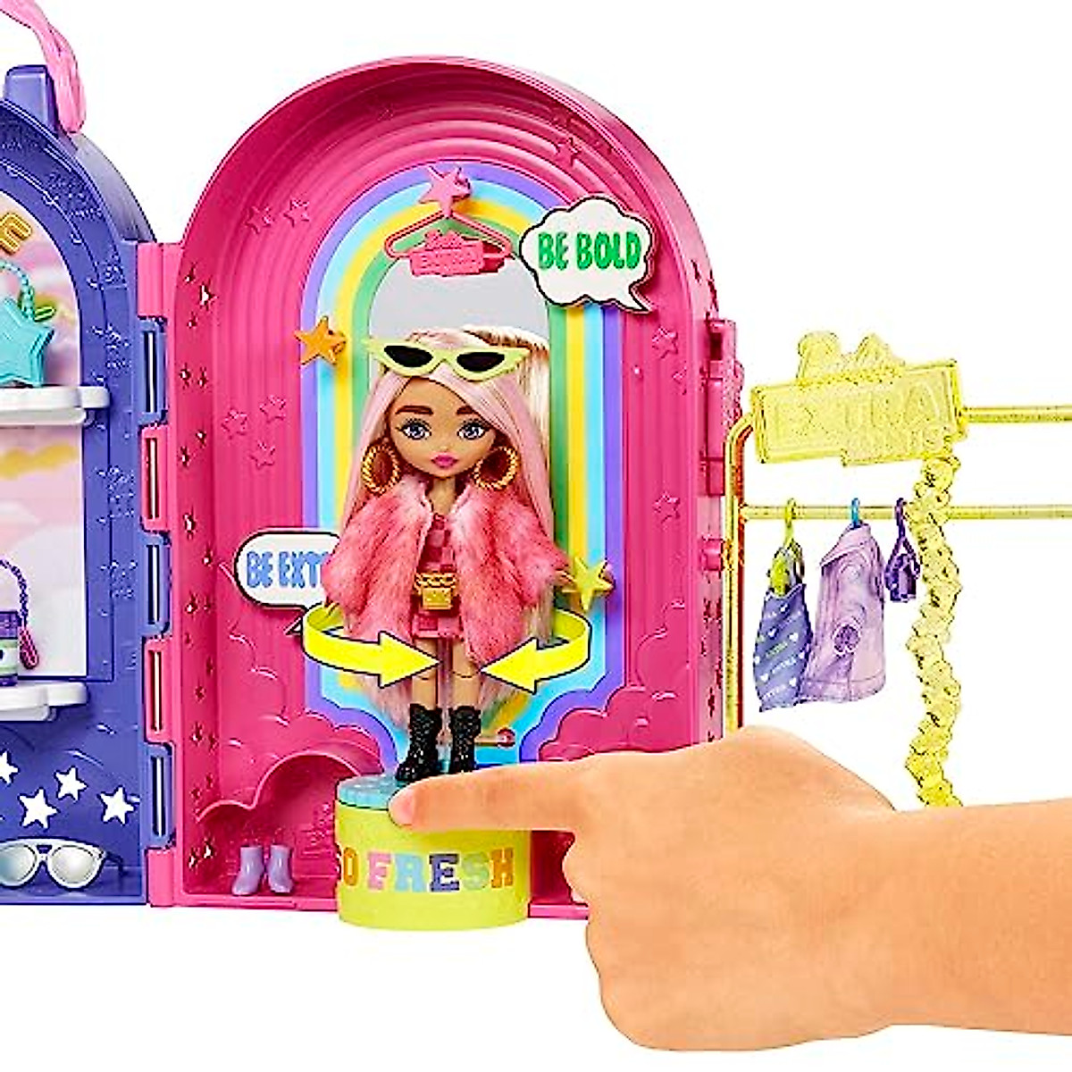 Barbie Extra Minis Doll and Fashion Playset with 15+ Pieces, Boutique with Small Doll, Clothes and Accessories