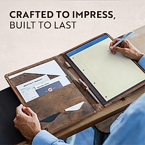 Leather Portfolio Professional Organizer Padfolio – Resume Folder with Luxury Pen, Stylish Document Folio for Letter Size Writing Pad w/ Business Card Holder, Portfolios for Men & Women MOONSTER®