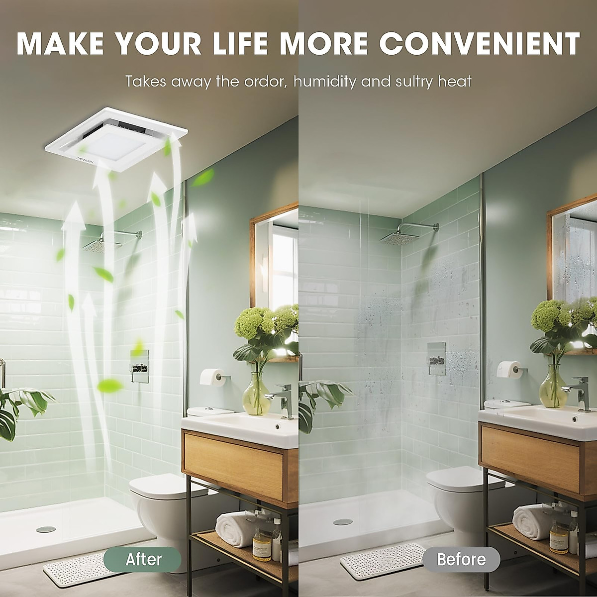 FASDUNT Bathroom Exhaust Fan with Light, 120 CFM 1.0 Sones Bathroom Fan with Light Combo, 12W Dimmable LED Light 3000K/4000K/5000K Selectable for Home Bath Office Hotel