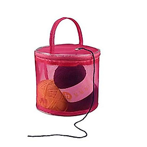Timesuper Portable Yarn Crochet Thread Mesh Bag Wool Storage Bag Organizer Knitting Bag,Rose Red,S