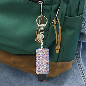 Hope Bobbie Bling-it-On Pepper Spray Keychain-Maximum Strength OC Spray for Self Defense-Fashionable Key Holder-7ft (2M) Range, Glitter Cute Rhinestone Pepper Spray for Women (CrystalAB)