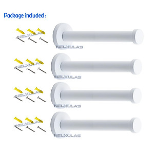 NELXULAS Classic White Stainless Steel Single Super Heavy Duty Wall Mount Hook, Coat Hanger, Bath Towel Hooks (6", 4 PCS)