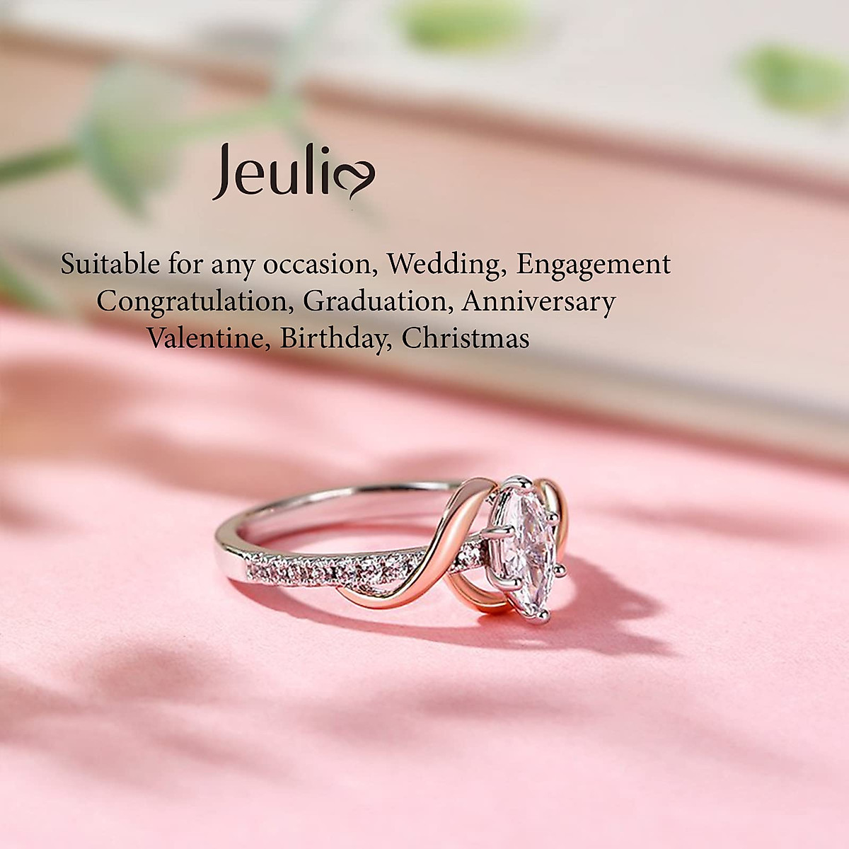 Jeulia "An Encounter with Myself Marquise Cut Sterling Silver Ring Engagement Anniversary Promise Ring Valentine's Day Gift With Jewelry Box for Women (7)