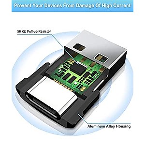 USB to USB C Adapter – 2-Pack USB to C Adapter – Female to Male Power Adapter – USB C Adapter for Charging and Data Transfer – Compact USB Converter Compatible with iPhone, Samsung, AirPods