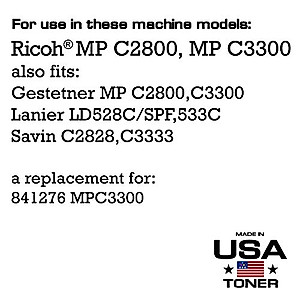 MADE IN USA TONER Compatible Replacement for Ricoh Aficio MP C2800 MP C3300 | Replacement for 841276 (Black, 2 Pack)