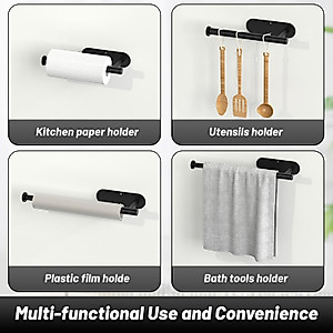 SITANES Paper Towel Holder Under Cabinet-Single Hand Operable, Silver Paper Towel Holder Wall Mount, Adhesive Paper Towel Holder for Kitchen Bathroom