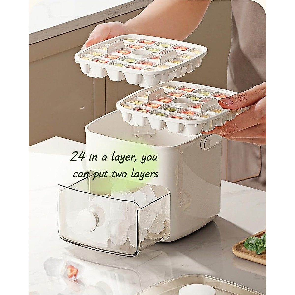 Portable Ice Maker, Countertop Ice Cube Machine with Clear Window, White