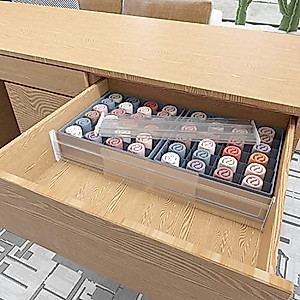 WJWSKI Drawer Dividers and Organizers 2 Set, 11-19" Expandable Dresser Drawers Dividers, 8cm Deep Drawer Separators for Clothing Storage, Adjustable Drawer Divider for Kitchen Utensils, Clear Plastic