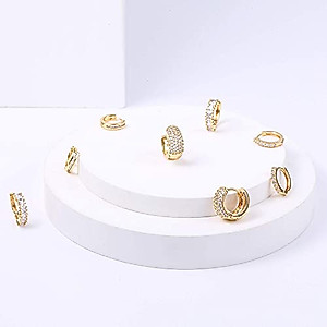 ALEXCRAFT Small Gold Huggie Hoop Earrings for Women Set of 4 Pairs hypoallergenic Gold Diamond Earrings Cubic Zirconia Hoop Earrings
