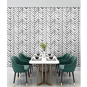 Naphite Black and White Wallpaper Peel and Stick Wallpaper for Bedroom Bathroom Self Adhesive Removable Wallpaper Boho Contact Paper for Cabinets Modern Stripe Wallpaper Vinyl Waterproof 17.7”×118”