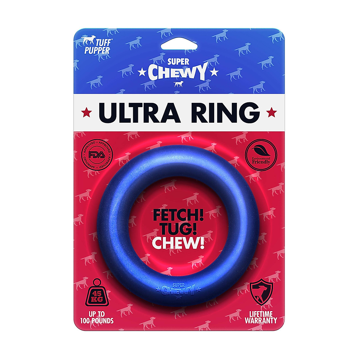 Tuff Pupper SuperChewy Tough Dog Ring Toy Strong Natural Rubber | Dog Chew Toy for Aggressive Chewers | Durable Tug Toy | Strong Dog Ring Toy | Large Breed Tested