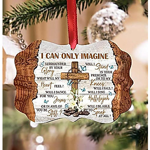 2023 Christmas Ornaments, Christmas Tree Decorations - Printed Lily Flower Cross Faith Butterfly Aluminum Ornament - Best Gifts for Christmas - HALZ1609007Z (Pack 1)