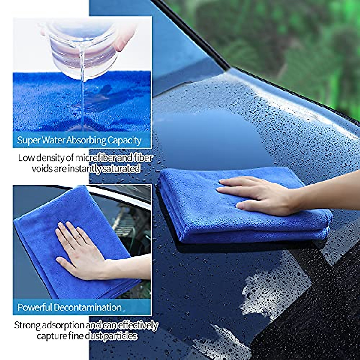 3/5/10 Pack Large Car Drying Towels, 24” x 60” Microfiber Car Wash Towels, Ultra Absorbent Microfiber Car Towels, Lint and Scratch Free Microfiber Towels, Thick Towers for Car, Truck, SUV (3 Pack)