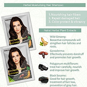 10 PCS Semi-Permanent Hair Color Shampoo - 3 in 1 Instant Hair Dye for Men & Women, Herbal Ingredients for 100% Grey Coverage (Dark Coffee/Dark Brown)