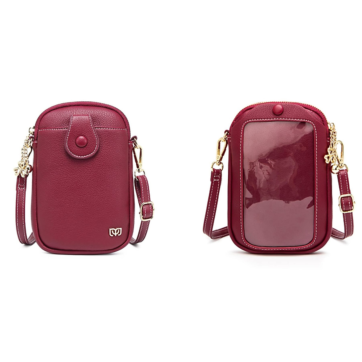 Aslana Touch Screen Phone Bag Vertical Small Crossbody Bag Handbag for Women (Wine Red)
