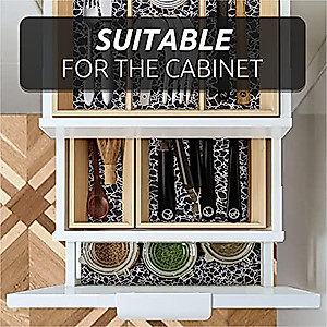 FIFTY-FEET 18X192 Inch Shelf Liner with Scissor & Tape Measure for Kitchen Cabinets, PVC Drawer Liner for Dresser Non-Slip Bathroom, Non-Adhesive Cabinet Liner Washable (Black Crack)