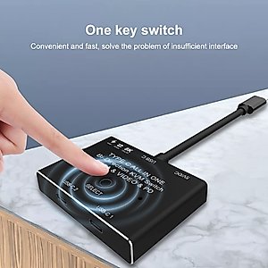 ConnBull USB-C Switch 2 in 1 Output Upgrade Version Supports 4K@120Hz 8K@30Hz Video / 10Gbps Data Transfer Compatible with Thunderbolt Device, Black